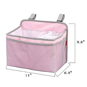 Baby Diaper Caddy Bag Stacker Organize - Nursery Storage Bin for Diapers, Wipes & Toys - Protable Diaper Organizer for Crib Wall (Pink)
