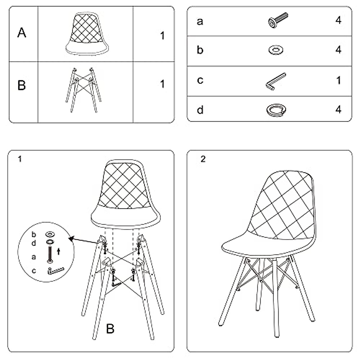 CangLong Mid Century Velvet Upholstered Dining Chair with Wood Legs for Kitchen, Dining, Living, Guest, Bed Room Side Chair, Set of 2, Dark Grey