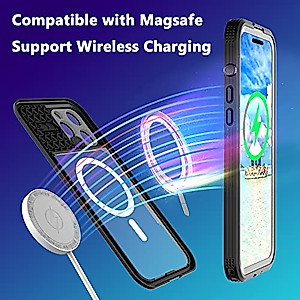 Transy iPhone 14 Pro Max Waterproof Case - 6.7" MagSafe Compatible, Magnetic Full Protection with Lanyard (Black)