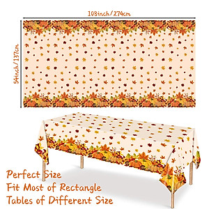 BEFANTST 3 Pieces Thanksgiving Disposable Tablecloth, 54 x 108 Inch Rectangle Waterproof Plastic Fall Thanksgiving Theme Tablecloth for Harvest Party Table Decoration