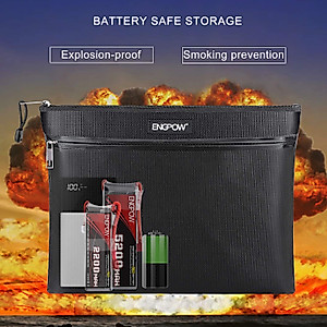 ENGPOW Fireproof Document Bag Two Pockets Two Zippers,Fireproof Safe Bag 13.4"x 10.2" Waterproof and Fireproof Money Bag Money Safe Pouch File Storage for A4 Document Holder,Cash and Tablet