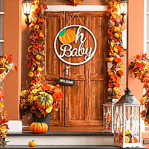 Little Pumpkin Baby Shower Decorations, Oh Baby Pumpkin Wooden Sign for Fall Theme Baby Shower Party Supplies