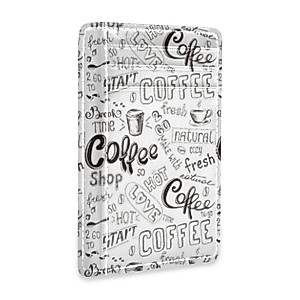 susiyo Coffee Themed Doodles Slim Minimalist Wallets Rfid Blocking Card Wallets PU Leather Front Pocket Wallets for Men and Women