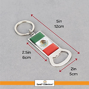 Mexican Flag Beer Bottle Opener Keychain