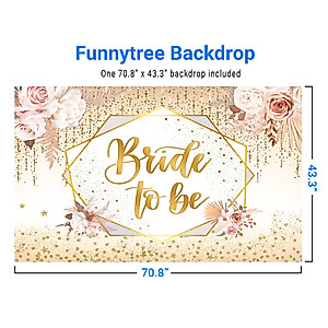 Funnytree Boho Bride to Be Backdrop Bridal Shower Engagement Wedding Miss to Mrs Party Supplies Flower Chic Background Banner Cake Table Decor Gift Favors Props Studio