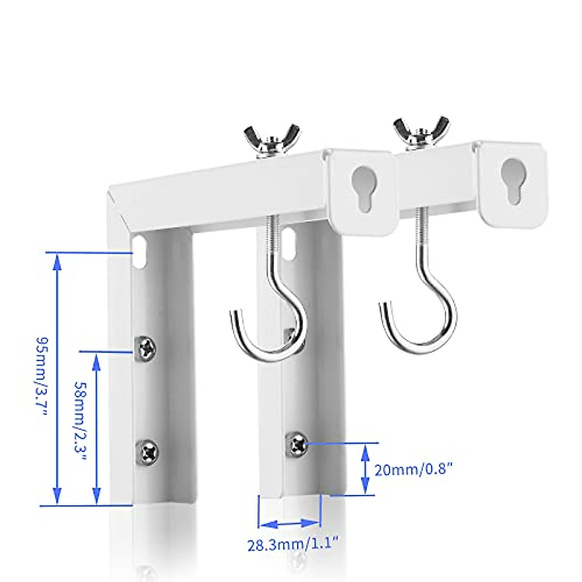 suptek Universal Projector Screen Wall Mount L-Brackets Wall Hanging Mount 6 inch Adjustable Extension Mounting Hooks for Projection Screen up to 66 lbs, 30 kg Capacity Each, PRL001, White (1 Pair)