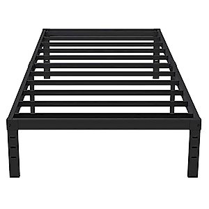 Eavesince Twin XL Bed Frame No Box Spring Needed 18 Inch Tall Max 1000 Pound Heavy Duty Metal Twin Size Platform Extra Long Easy Assembly Noise Free-Black