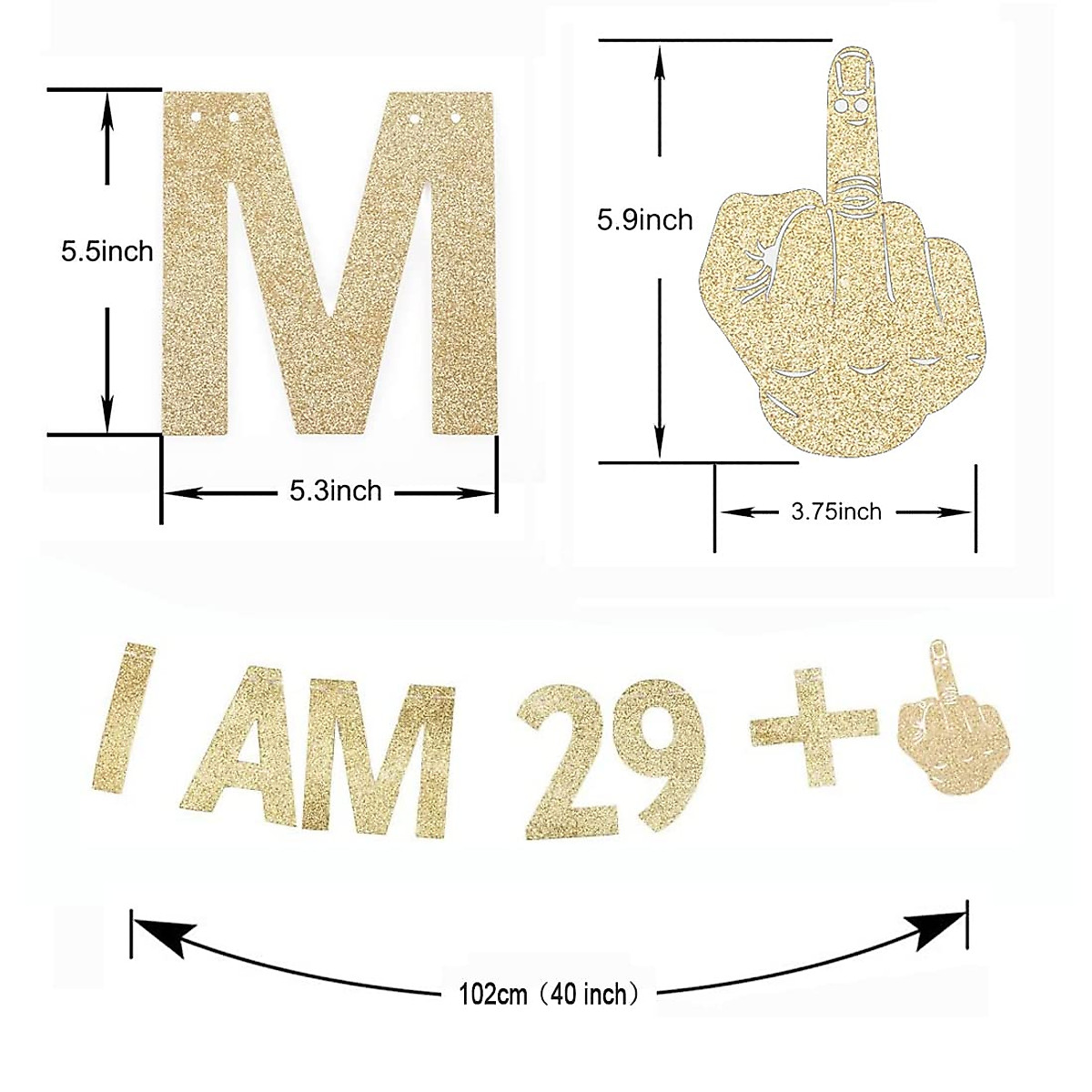 Morndew Gold Gliter I AM 29+1 Paper Banner for 30th Birthday Party Sign Backdrops Funny/Gag 30 Bday Party Wedding Anniversary Celebration Party Retirement Party Decorations