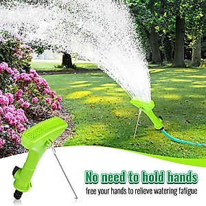 Dreyoo 2 Pack Fan Spray Nozzle for Garden Hose, Garden Hose Head Spray for Watering Wand with Flow Control and Pins Fixed to the Lawn, Green