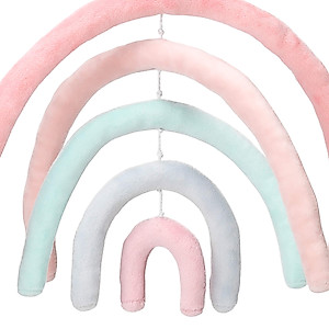 Lambs & Ivy Watercolor Pastel Rainbow/Pom Pom Musical Baby Nursery Crib Mobile