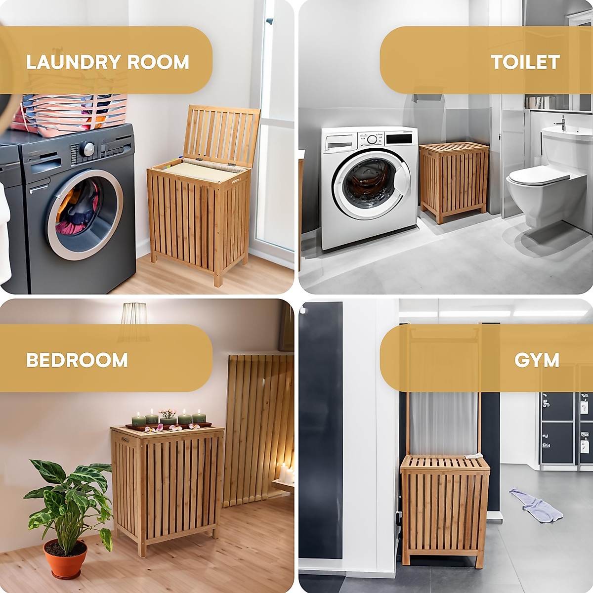 2LB Depot Laundry Hamper - 25x20x13-Inch Waterproof Bamboo Laundry Basket with Lid - Clothes Hamper for Laundry, Versatile Storage for Blankets, Toys, Towels, or Shoes - Suitable for Home Organization