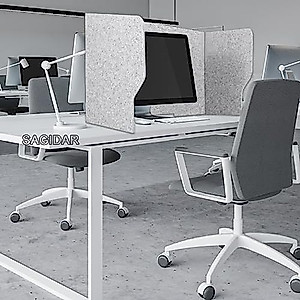 SAGIDAR Desk Barrier Polyester Fiber, Sound Absorbing, Sneeze Guard Desk Divider, Desktop Privacy Panel 60/80/100cm, Office Divider Partition Folding, No Installation Required