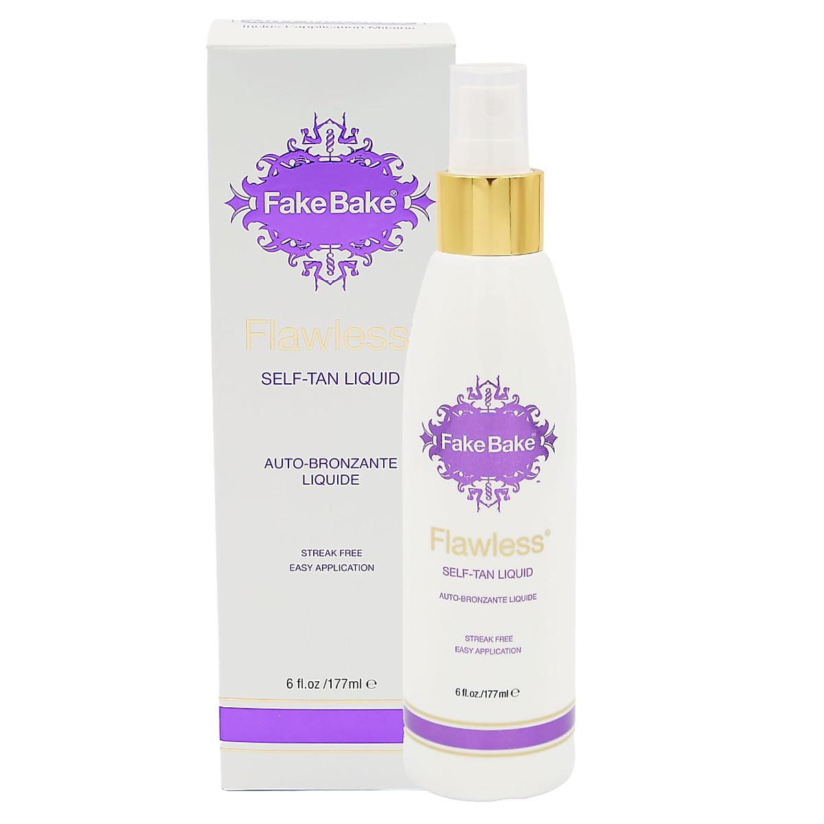 Fake Bake Flawless Self-Tanning Liquid Streak-Free, Long-Lasting Natural Glow For All Skin Tones - Sunless Tanner Includes Professional Mitt For Easy Application, Black Coconut Scent - 6 oz