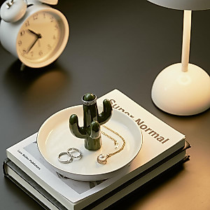 mono living Ceramic Cactus Ring Holder, Jewelry Tray, Ring Dish, Cute Tropical Decor, Trinket Rack, Christmas Thanksgiving Birthday Gift for Women