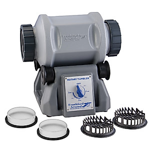 Frankford Arsenal Platinum Series Rotary Tumbler with 7-Liter Capacity, Clear Viewing Lids, and Auto Shut-Off for Reloading, Cleaning and Wet Tumbling Brass Cases gray