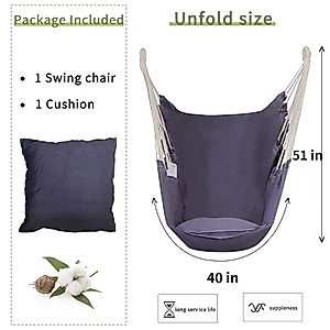 YUCAN Hammock Chair Stand with Hanging Swing Chair Included,Weather Resistant and Saving Space Stand Max 450 Lbs, Quality Cotton Weave Wrap Whole,Suitable for Indoor Outdoor Patio Yard（Grey） Patented