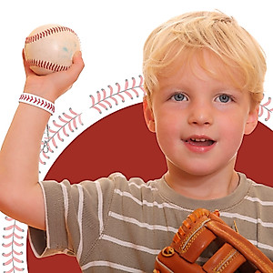 Inbagi 6 Pcs Leather Baseball Keychains for Boys White Seamed Keychain Sports Softball Keychains Baseball Gifts for Boys Wristlet Strap Keychain for Car Purse Accessories Players Sports Team Souvenir