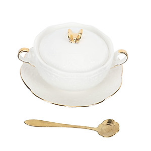 1 set Tea Lid Jar Lids with Relief Ice White Handles Disc Sealing Bowls for Seasoning Dessert Bird Ceramic Steam Holder Saucer Stock Casserole and Food Steaming Home Double