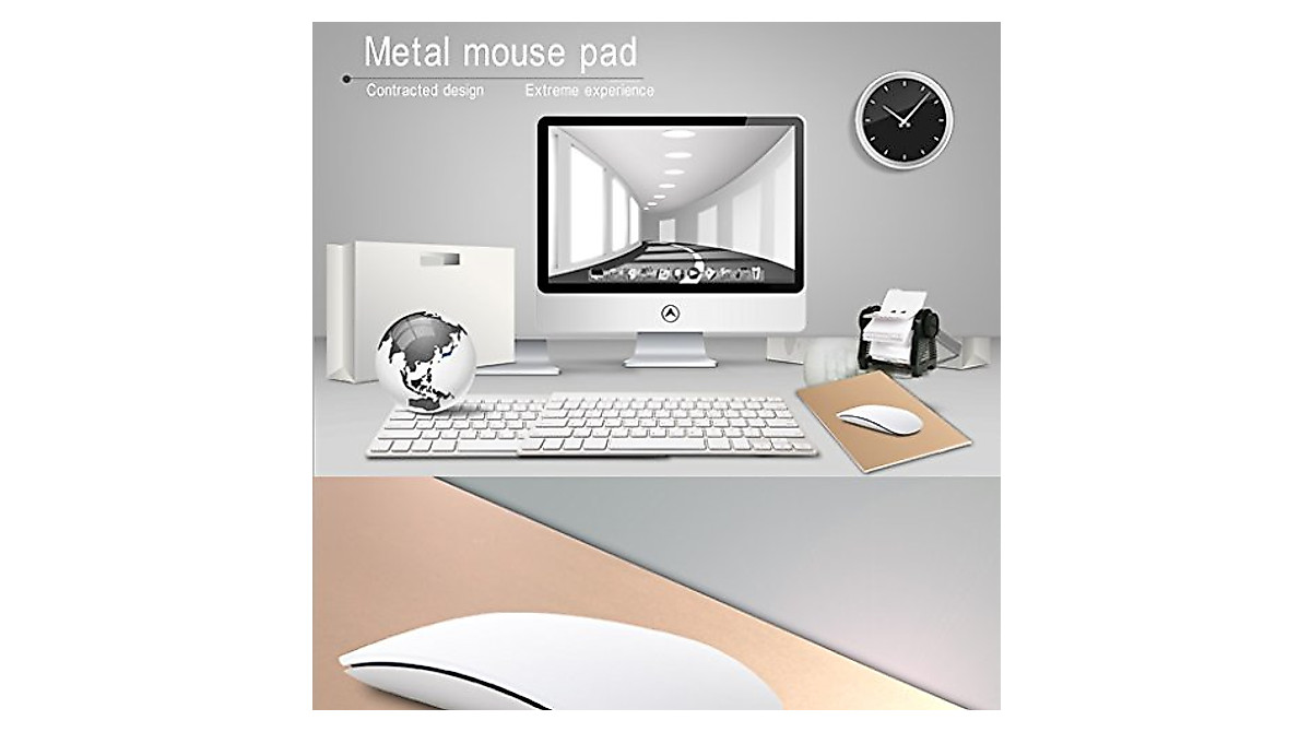 Qcute Gold Aluminum Gaming Mouse Pad for Precision & Style