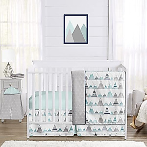 Sweet Jojo Designs Navy Blue, Aqua and Grey Aztec Playmat Tummy Time Baby and Infant Play Mat for Mountains Collection