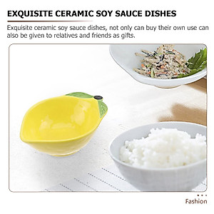 SHERCHPRY 3Pcs Lemon Shaped Bowl Ceramic Dessert Dishes Snacks Fruit Salad Platter Candy Nut Dishes Bowl for Home Kitchen (Yellow)