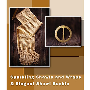 KUNINDOME Sparkling Metallic Shawls and Wraps with Buckle,for Evening Party Wedding Bride Bridesmaid, Gold