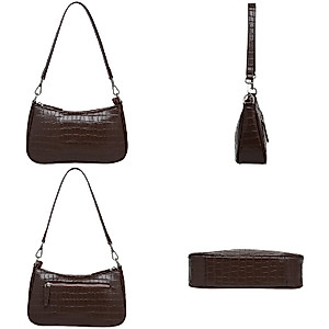 Women Genuine Leather Small Shoulder Bag Crossbody Classic Clutch Purses 90s Y2k Bags (Coffee)