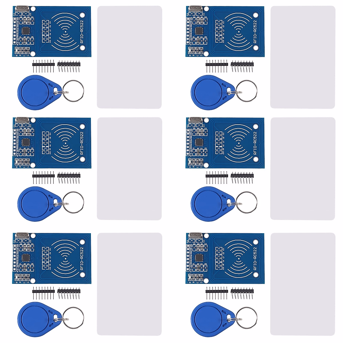 Alinan 6pcs RFID Kit MFRC522 RF IC Card Sensor Module with S50 Blank Card and Key Ring