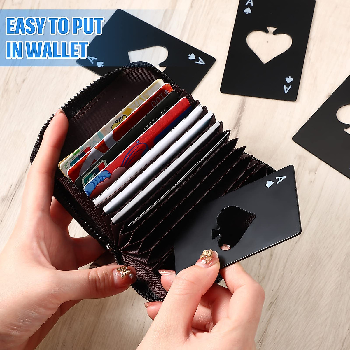 60 Pcs Casino Bottle Opener Credit Card Size Opener Gifts for Groomsmen Funny Can Beer Opener Poker Shaped Stainless Steel Ace Card Bottle Cap Openers for Wedding Birthday Party Table Tools Supplies