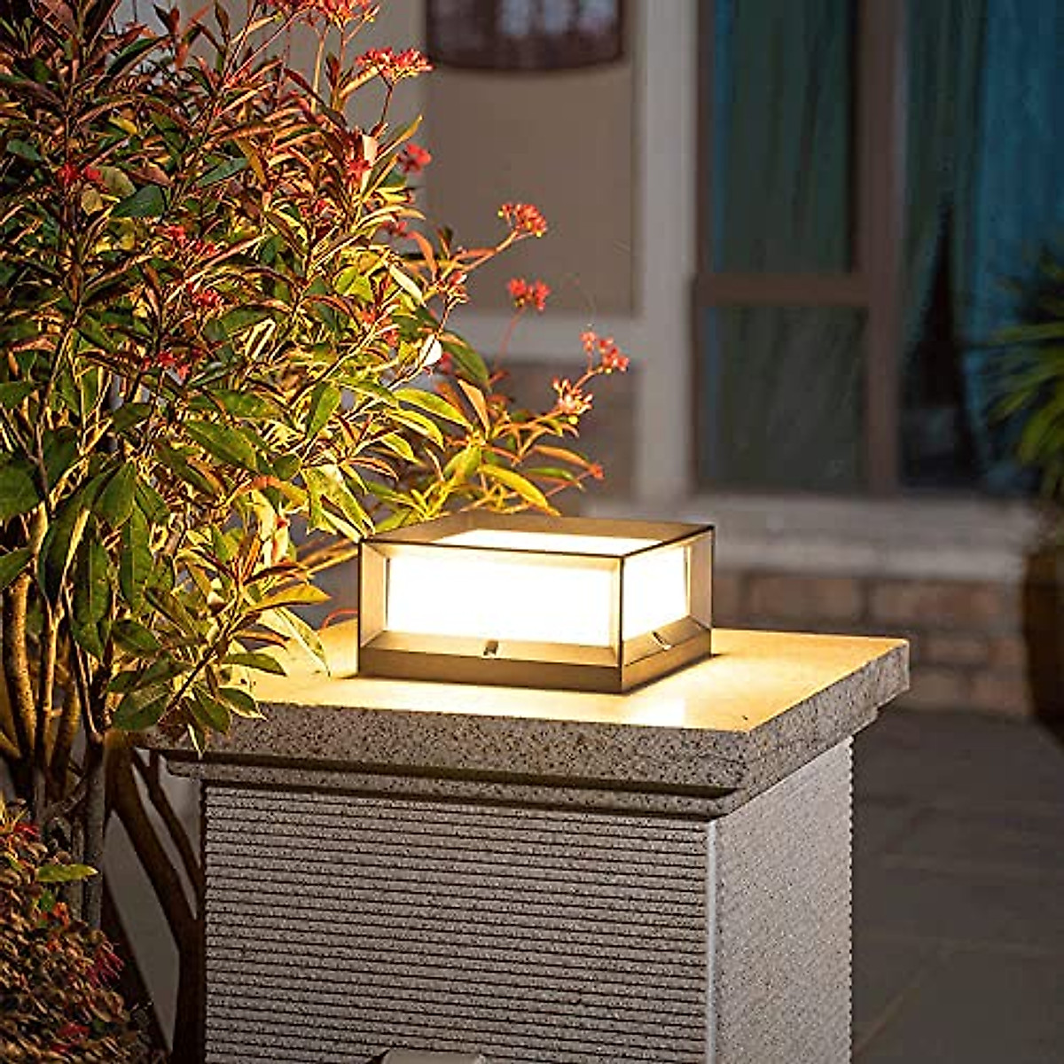 CZLZY Square Outdoor Waterproof Pillar Lamp, Die Casting Aluminum Pillar Lights, Acrylic Lamps, E27 Snail Lamps, Lawn Villa Courtyard Landscape Lights, Garden Pillar Pole Lamp