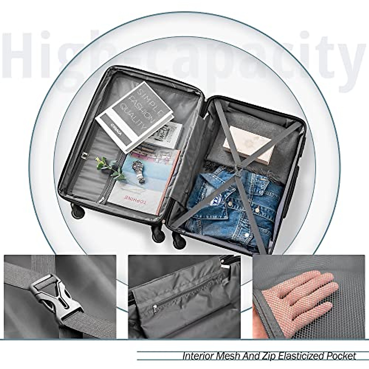 Merax Luggage Sets 2 Piece Suitcase Set 20/28,Carry on Luggage Airline Approved,Hard Case with Spinner Wheels,White