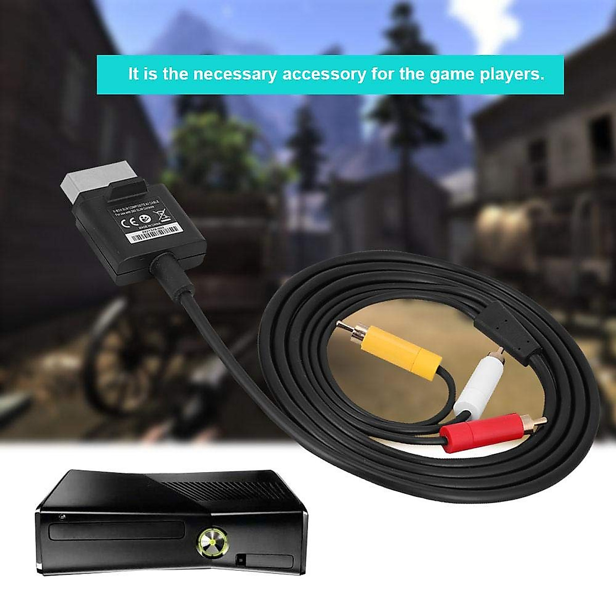 TV AV Cable Wire, 1.8M Component ABS Cord AV Cable Audio Video Cord for 360 Slim Replacement