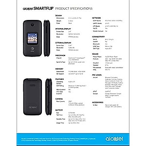 Alcatel SMARTFLIP 4052R | 4G LTE | 4GB Flip-Phone | Bluetooth, WiFi, Big Buttons | Carrier locked to AT&T. Phone is not unlocked - Volcano Black
