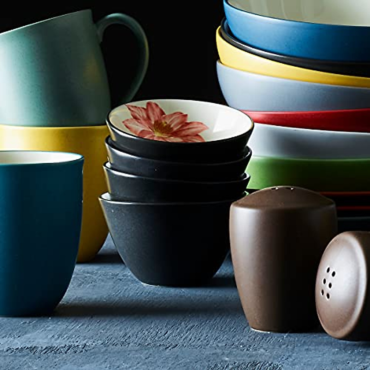 Noritake Colorwave Floral Bowl, 4-Inch, Graphite, Set of 4