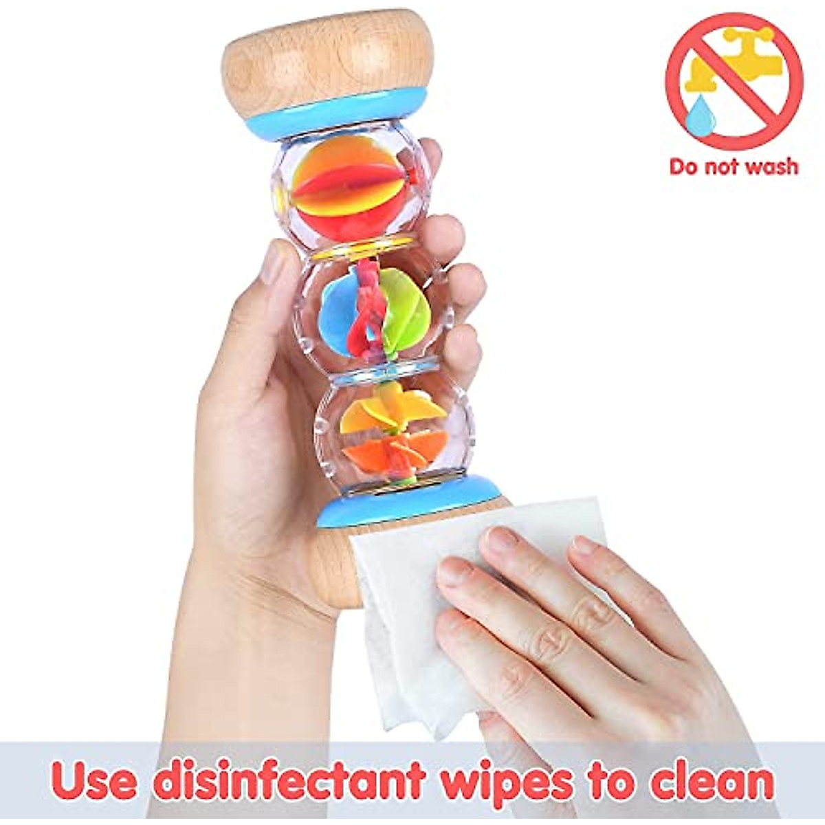 Rainmaker - 7 inch Wooden Rain Stick Montessori Toys for Babies 6-12 Months,Baby Rattle Shaker Sensory Developmental Toy,Raindrops Musical Instrument baby musical toys for 1 year old toddler kids