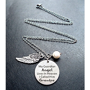 liduola Grandpa Memorial Gifts - My Guardian Angel Lives in Heaven I Called Him Grandpa - in Memory of Grandpa Cremation Necklace Grandfather Remembrance Gifts