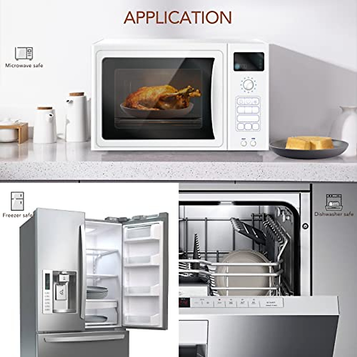 Greenandlife 4pcs/8.8inch Dishwasher & Microwave Safe Dinner Plates - Lightweight & Unbreakable,Non-toxin, BPA free and Healthy for Kids Children Toddler & Adult (grey)