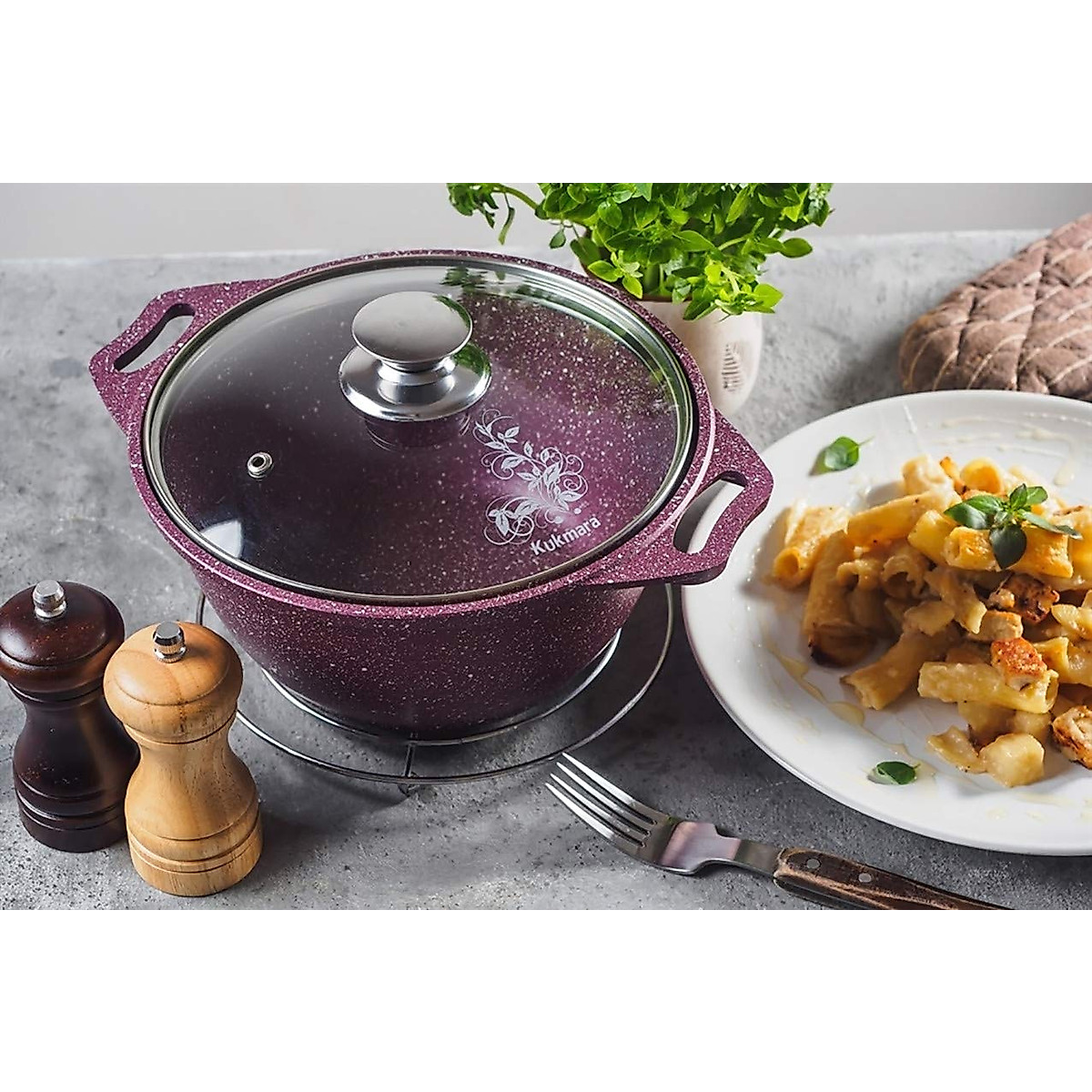 Cooking Pot Aluminum Pot with Glass Lid "Trendy style" (mystery) Cookware Kitchen Pot (6.3-qt. (6 L))