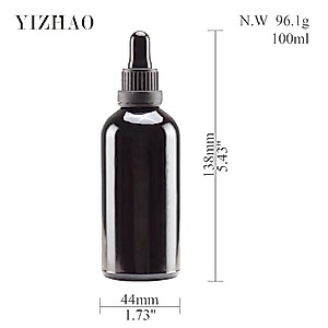 YIZHAO Black Glass Dropper Bottle 4oz, Tincture Bottles with Glass Dropper, for Essential Oils, Aromatherapy, Cosmetic, Laboratory, Pharmacy, Liquids, Travel –4 Pcs