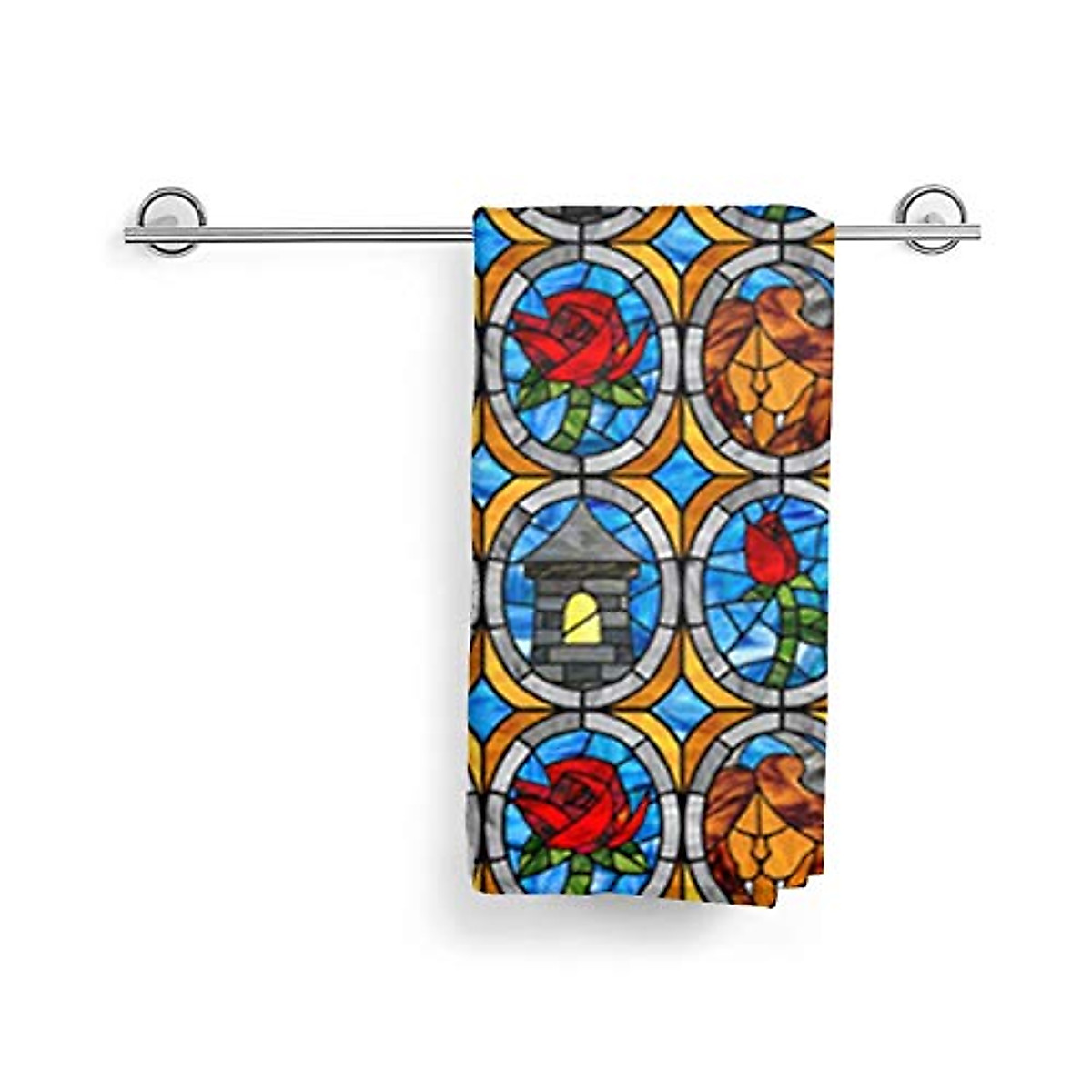 MSGUIDE Beauty and Beast Fairytale Glass Hand Towels Ultra Soft Highly Absorbent Bathroom Towel Multipurpose Thin Kitchen Dish Guest Towel for Hotel, Gym and Spa Christmas Decor (27.5" x 15.7")