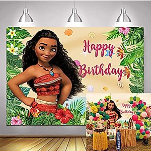 7x5ft Moana Backdrop Maui Summer Beach Princess Girls Birthday Photo Background Baby Shower Party Supplies Cake Table Decorations