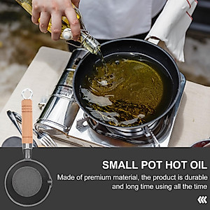 Tofficu Hot Oil Pan Non Stick Small Cast Iron Pot Butter Warmer Pot Mini Cast Iron Skillet Small Oil Heating Pan Melting Pot Ceramic Nonstick Pan Oil Heating Pot Enamel Small Eggs Wooden