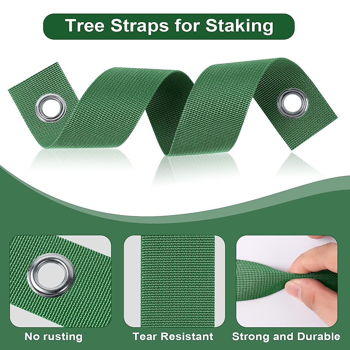 Jevrench 12 PCS Tree Straps for Staking, Tree Support Straps for Guying Staking Newly Planted Sapling Straight and Hurricane Protection, Heavy Duty Tree Stake Straps for Straightening
