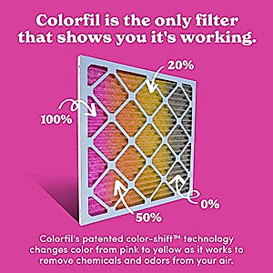 18x18x1 Air Filter by Colorfil | Color Changing Filters Designed for Cat and Dog Odor | MERV 8 Filter | Air FIlter 18x18x1 | Air Conditioner Filter | HVAC Filter for Pet Hair | 18x18 Air Filter 2 pack