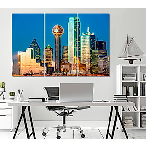 Dallas Skyline at Sunset USA Canvas Print 1 Panel / 36x24 inches