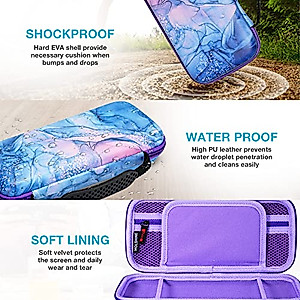 molshine Carrying Case Compatible with Nintendo Switch OLED Model 2021/Switch 2017,Hard Shell Shockproof Protective Cover Travel Bag with Handle/10 Game Cartridges for Console Joy-Con (Purple Wave)