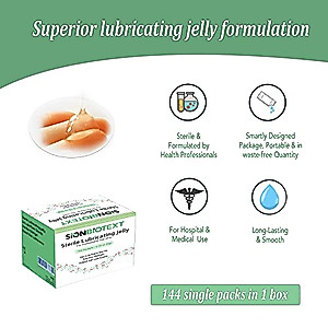 Water-Based Lubricant, Professional Lube in Single Packets for Hospitals and Clinics Use, Lubricating Jelly Smooth Consistency, Non-Staining, Sterile lube 144 Packs per Box (5g Each)