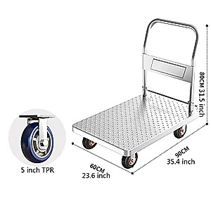 Generic Platform Hand Truck Push Cart Dolly Steel Moving Platform Hand Truck Foldable for Easy Storage and 360 Degree Swivel Wheels Large Load Capacity Push Dolly for Loading (Size : Ty1) (T, Ty2