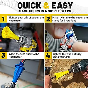 Rack-A-Tiers Nut Blaster - Tighten Wire Nuts with Drill, Universal Wire Connector Drill Bit Attachment, Twist Wire Nuts with Your Drill (XL) (72101)