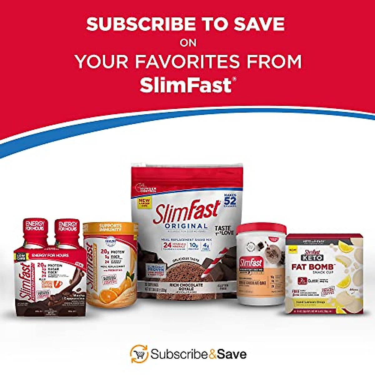 SlimFast Keto Meal Replacement Powder, Fudge Brownie Batter, Low Carb with Whey & Collagen Protein, 10 Servings (Pack of 2) (Packaging May Vary)